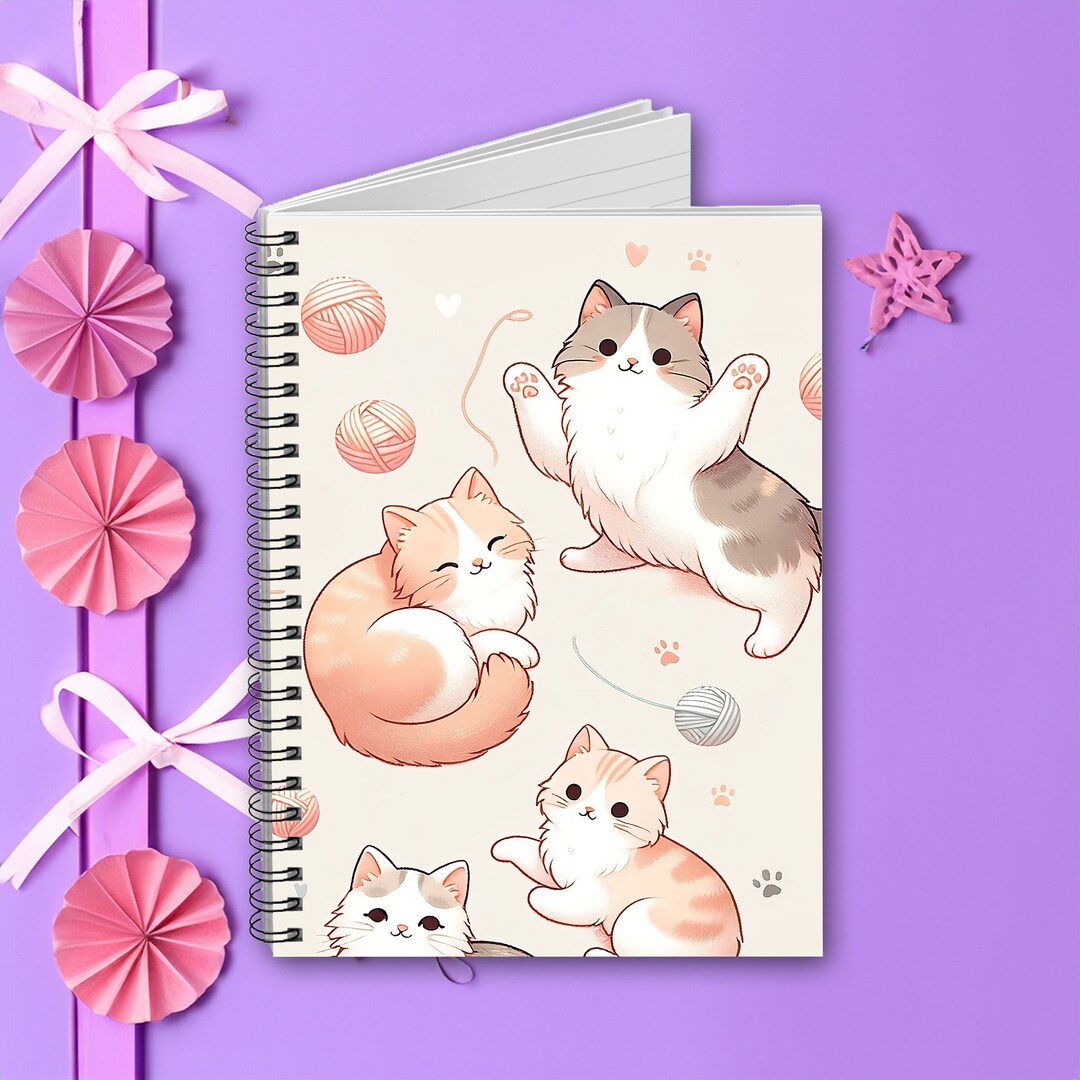 Purr-fect Moments Cat Lovers Spiral Notebook Playful Kittens ...