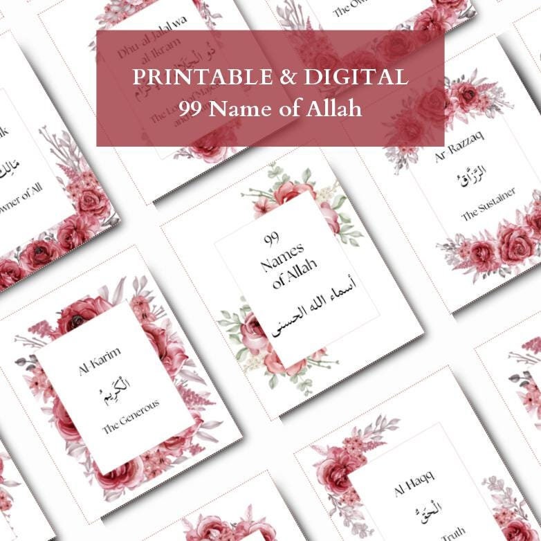 The 99 Names of Allah Flashcards for Memorization Names of Allah ...