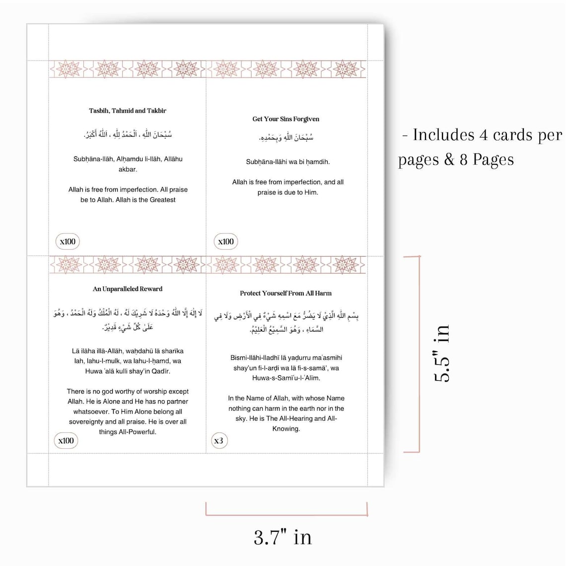 Morning and Evening Adhkar Cards Digital Download Islamic Printable ...