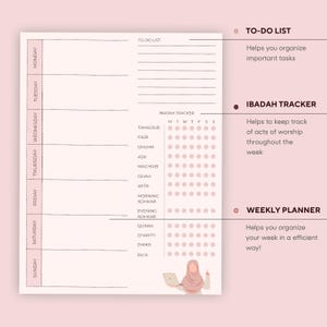 Muslimah Weekly Planner and Ibadah Tracker Digital Download, Minimalist ...