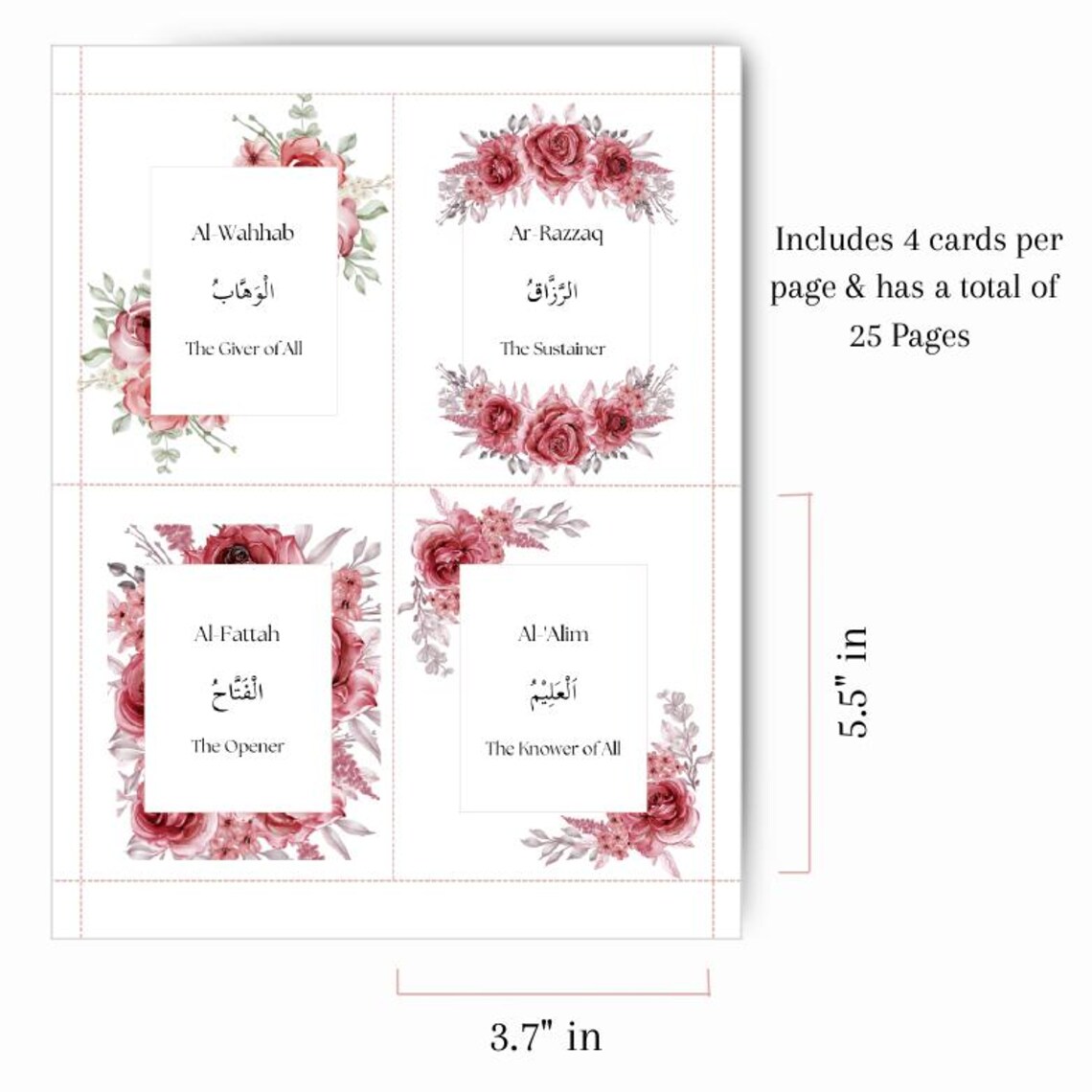 The 99 Names of Allah Flashcards for Memorization Names of Allah ...