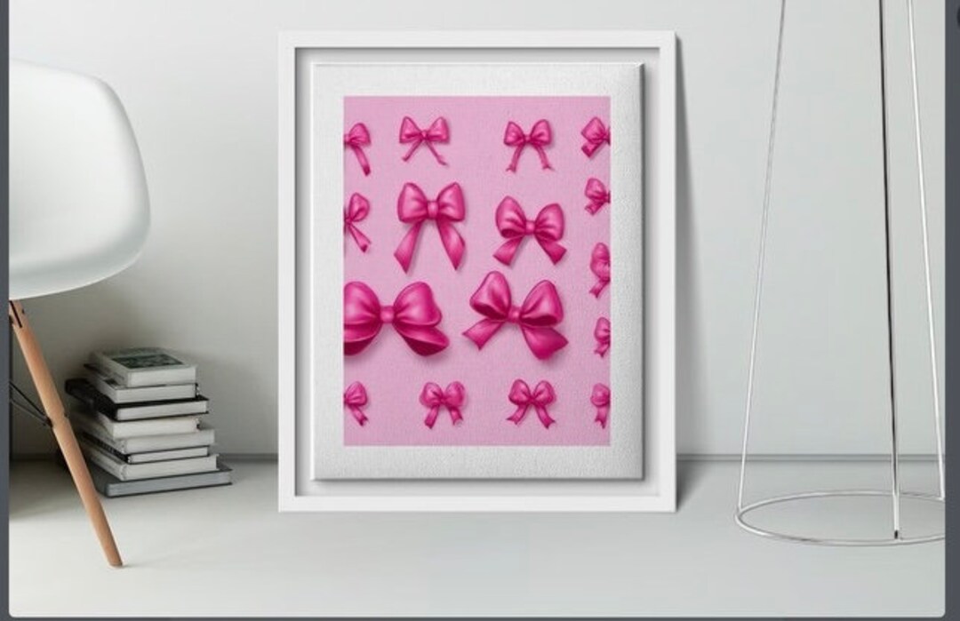 Pink Bow Wall Art| Digital Download | Fashion Wall |trending Digital ...