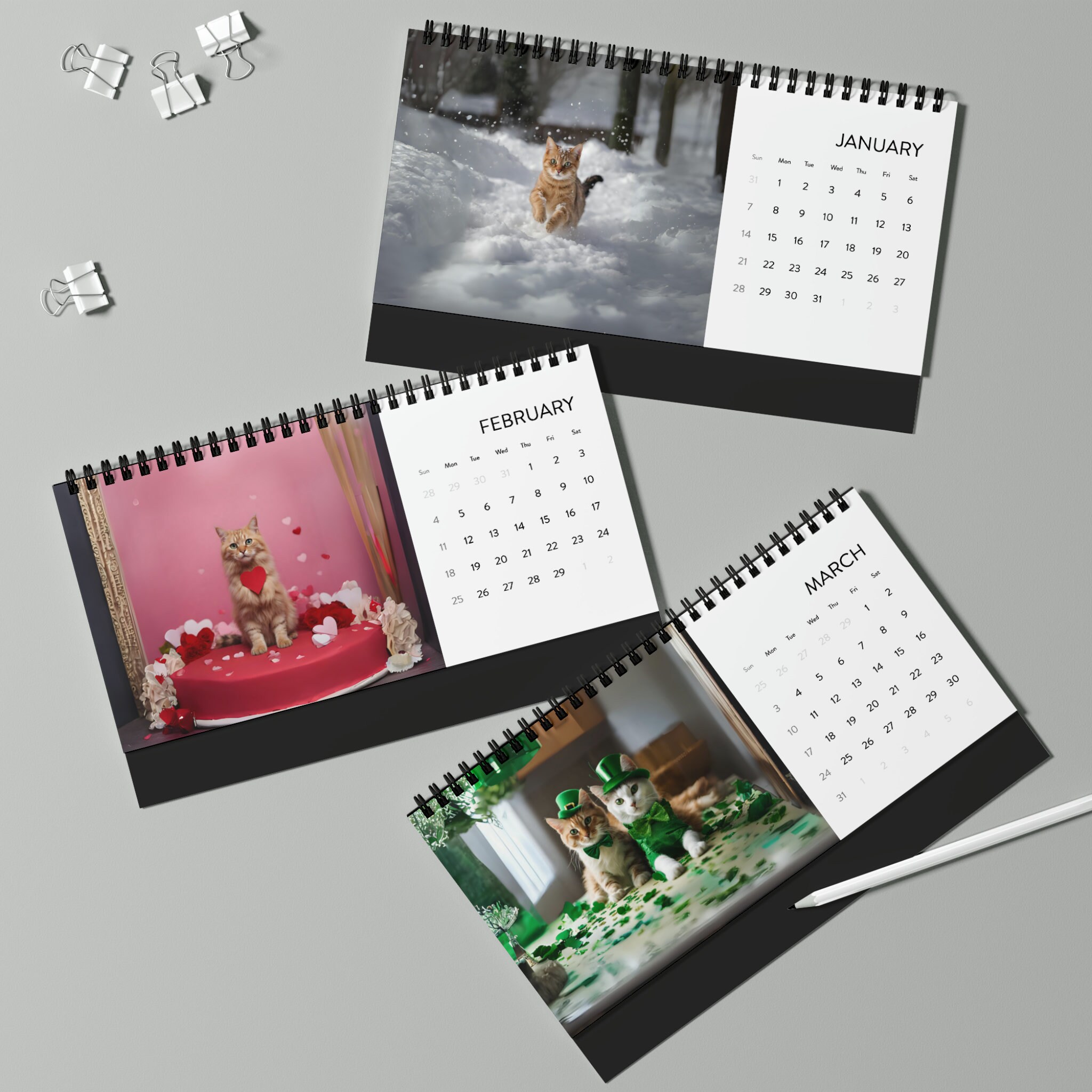 Inspirational Cat Desktop Calendar 2024 Grid Gifts for Grandma - Etsy