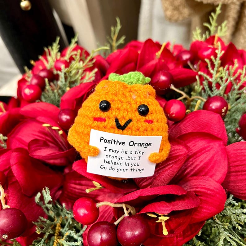 Positive Duck Emotional Support Crochet Toy Mental Health Funny Cool ...