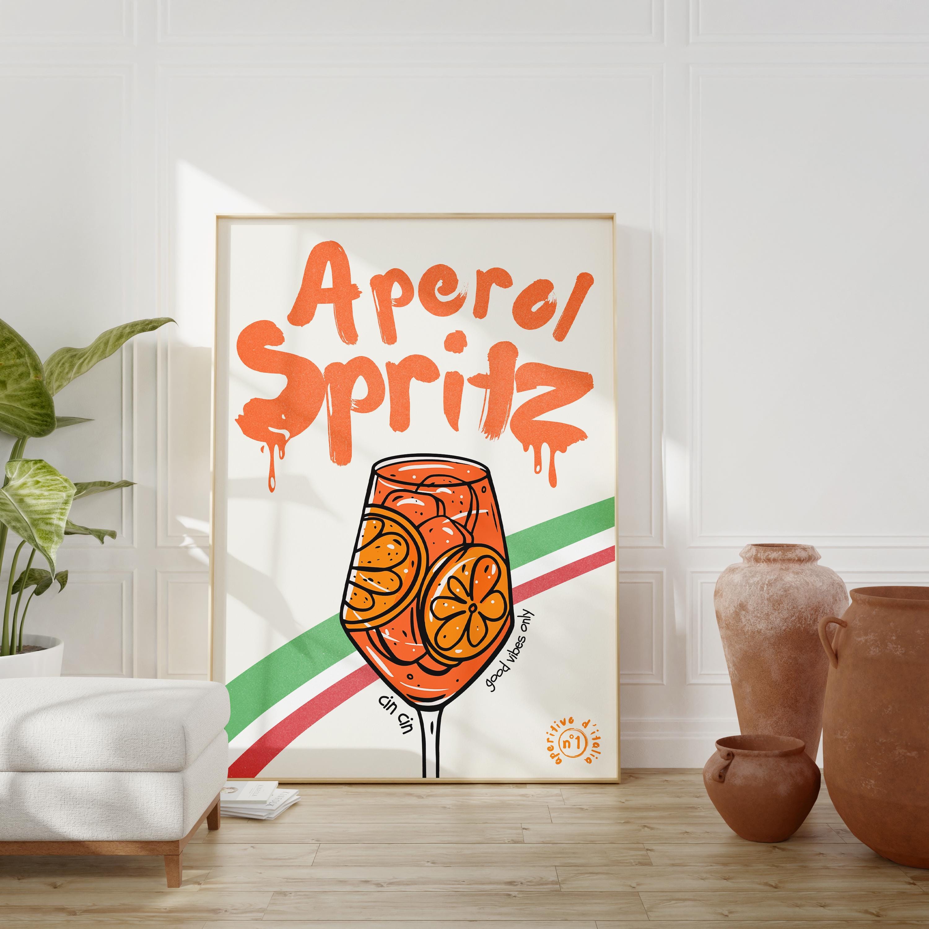 Aperol Spritz Print Cocktail Poster Retro Kitchen Decoration Kitchen ...