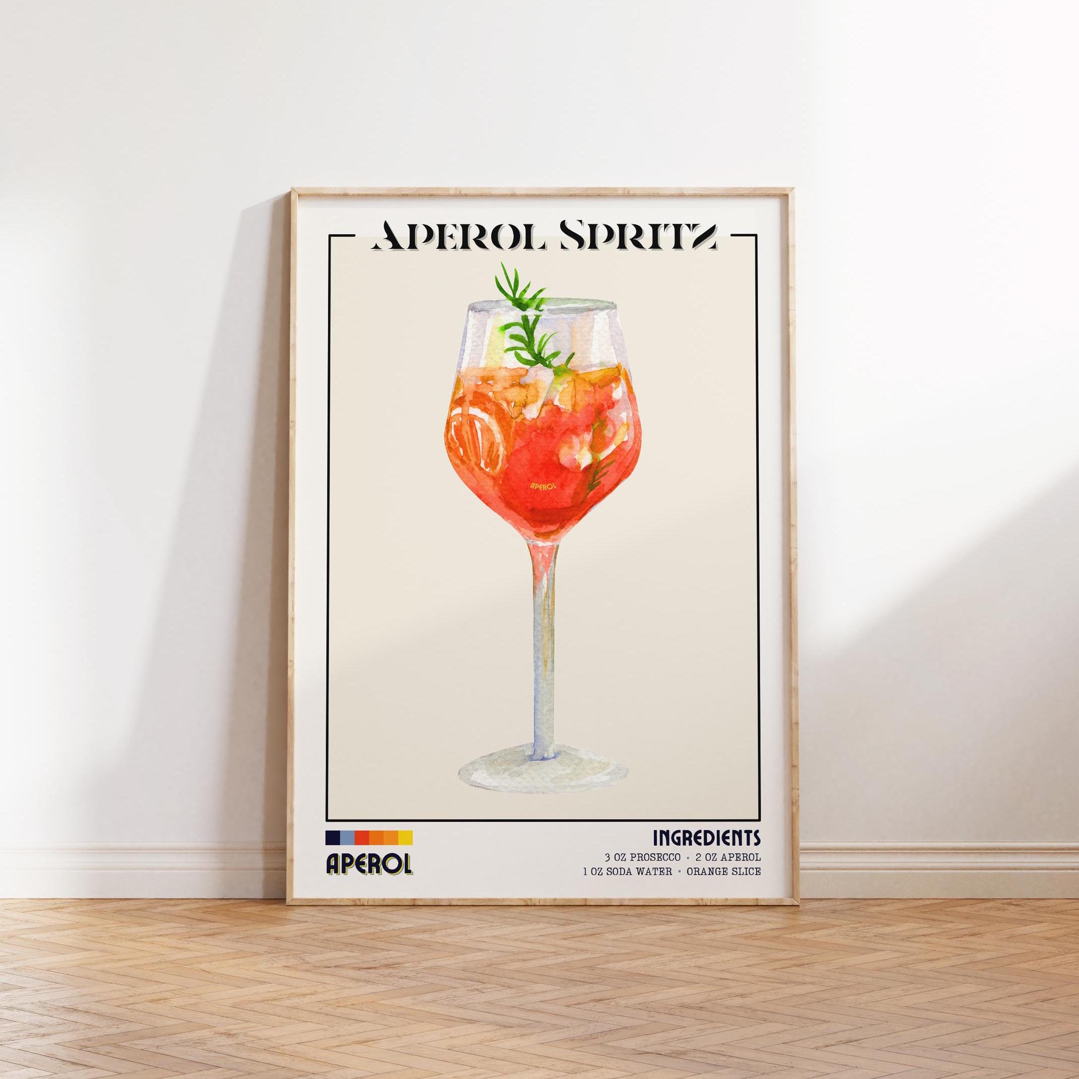 Aperol Spritz Print Cocktail Poster Retro Print Kitchen Decoration ...