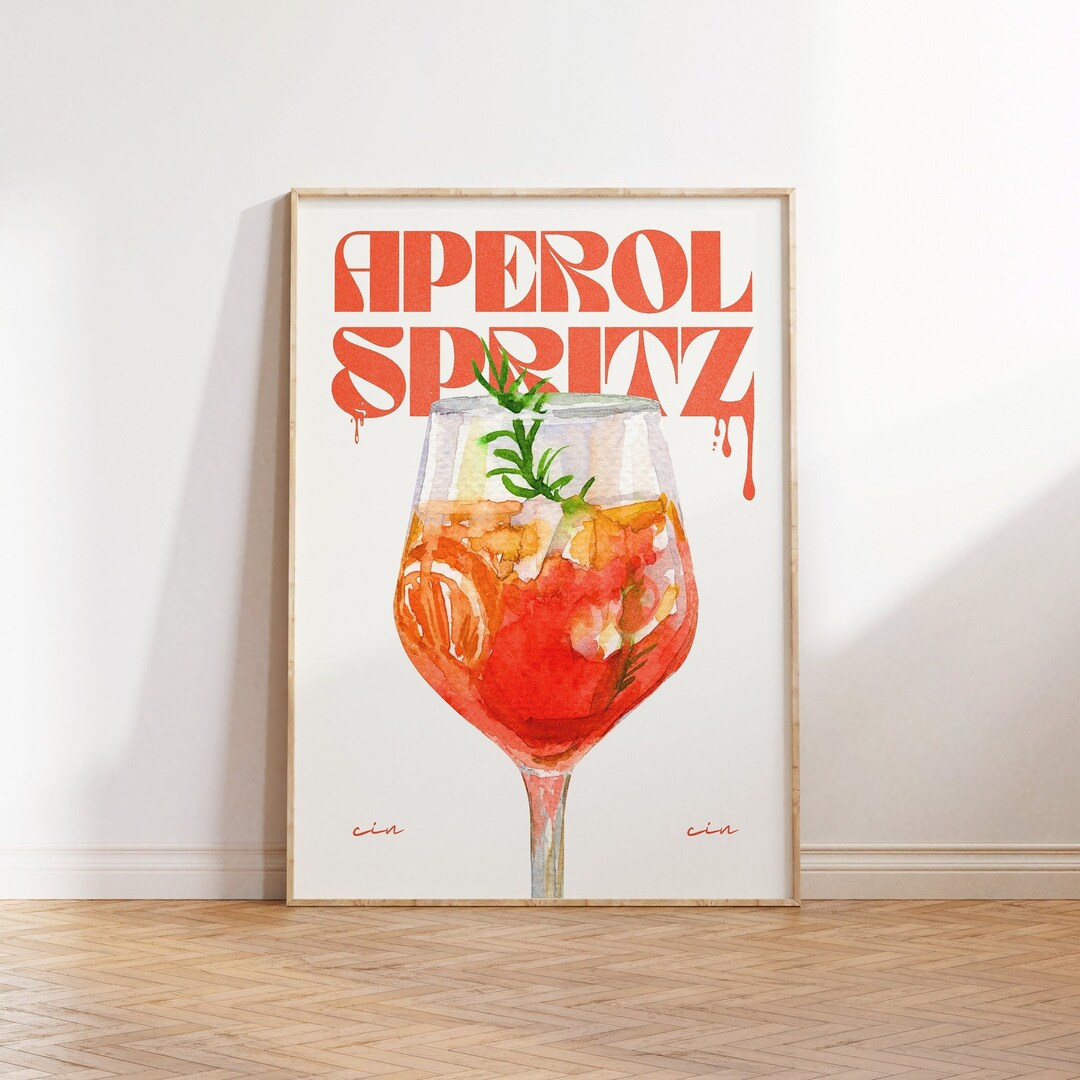 Aperol Spritz Print Cocktail Poster Retro Kitchen Decoration Party Room ...