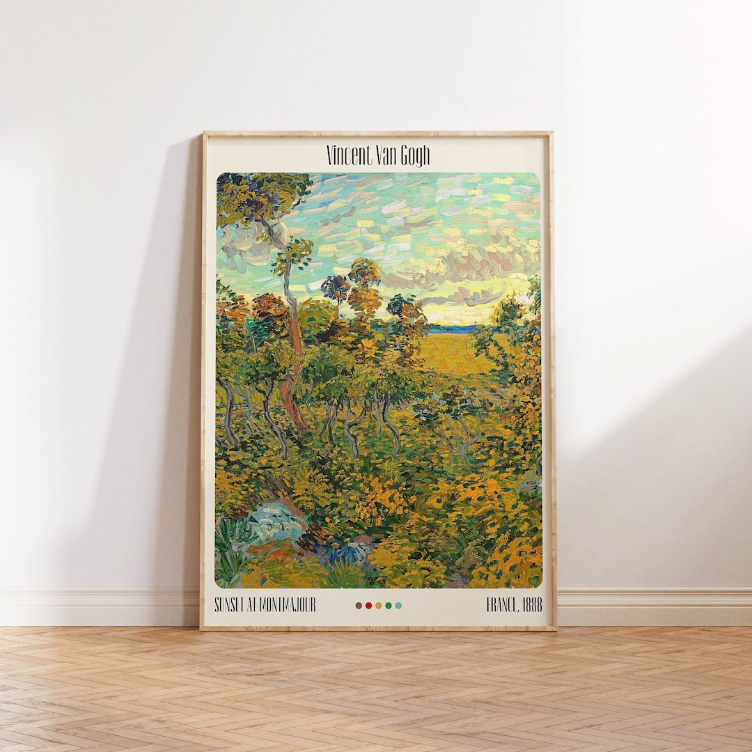 Poster Vincent Van Gogh Sunset Print Landscape Wall Decoration Van Gogh ...