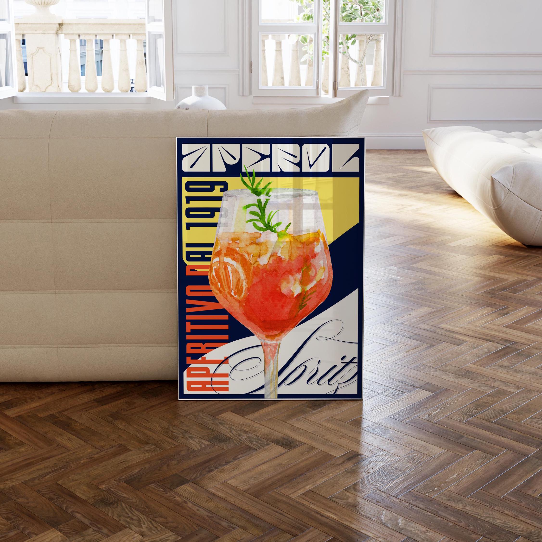 Aperol Spritz Print Retro Cocktail Poster Kitchen Decor Kitchen Poster ...