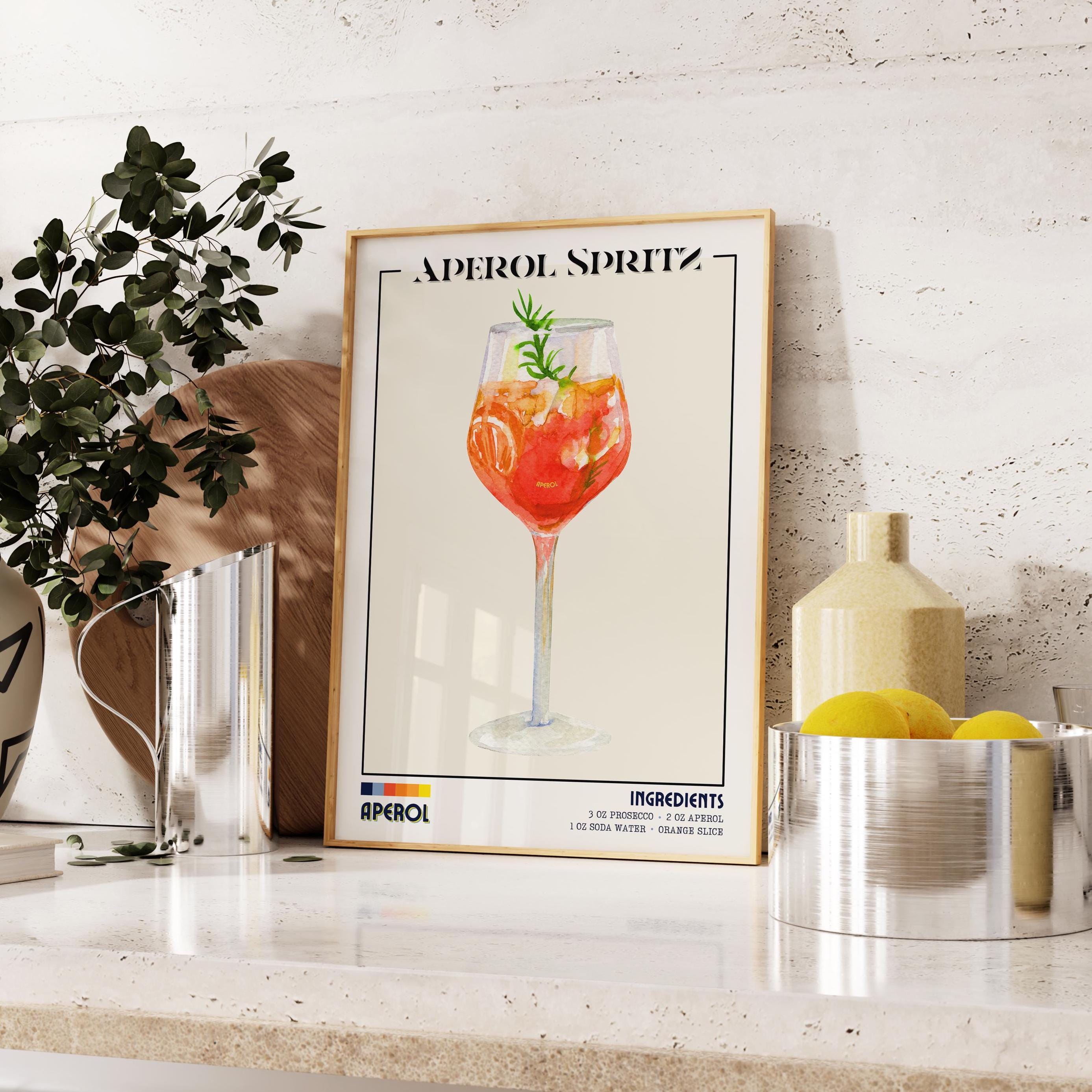 Aperol Spritz Print Cocktail Poster Retro Print Kitchen Decoration ...