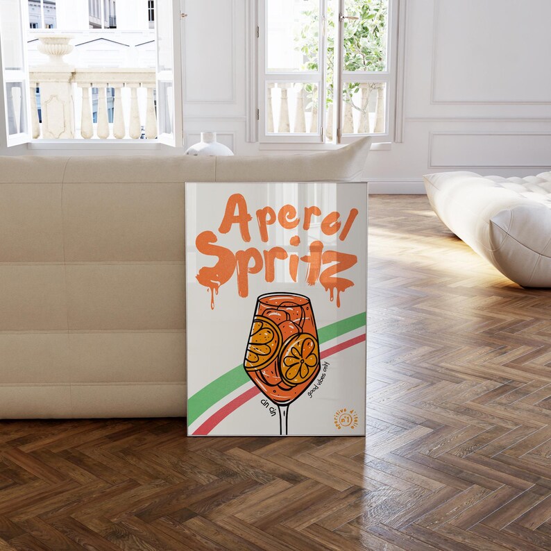 Aperol Spritz Print Cocktail Poster Retro Kitchen Decoration Kitchen ...