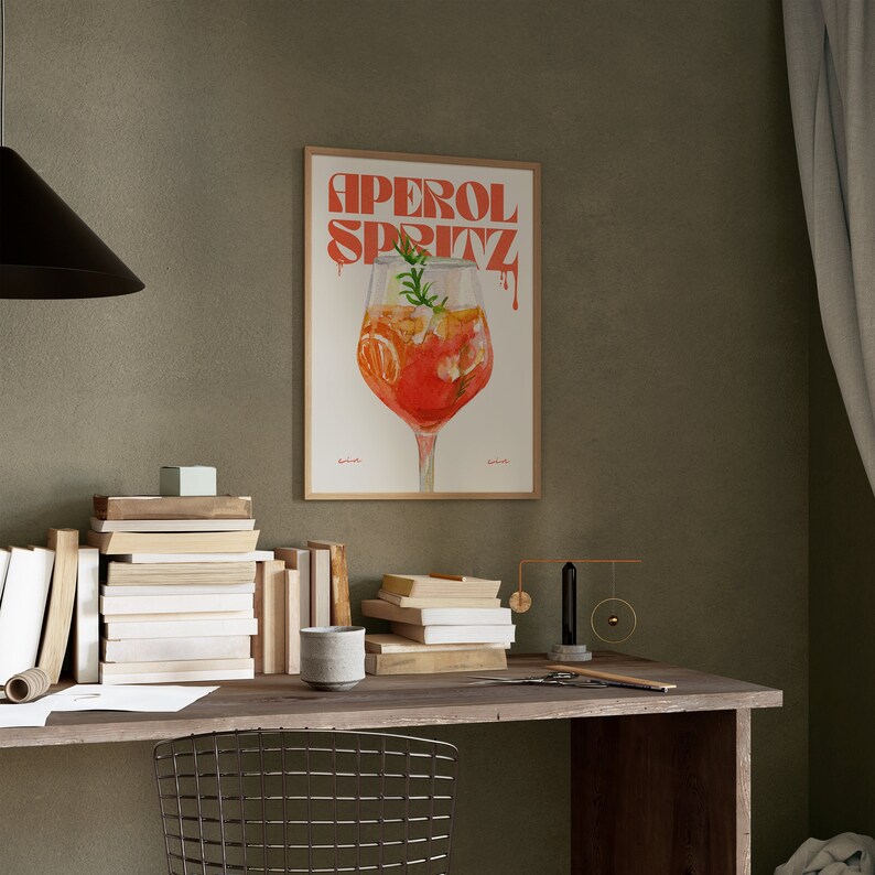 Aperol Spritz Print Cocktail Poster Retro Kitchen Decoration Party Room ...