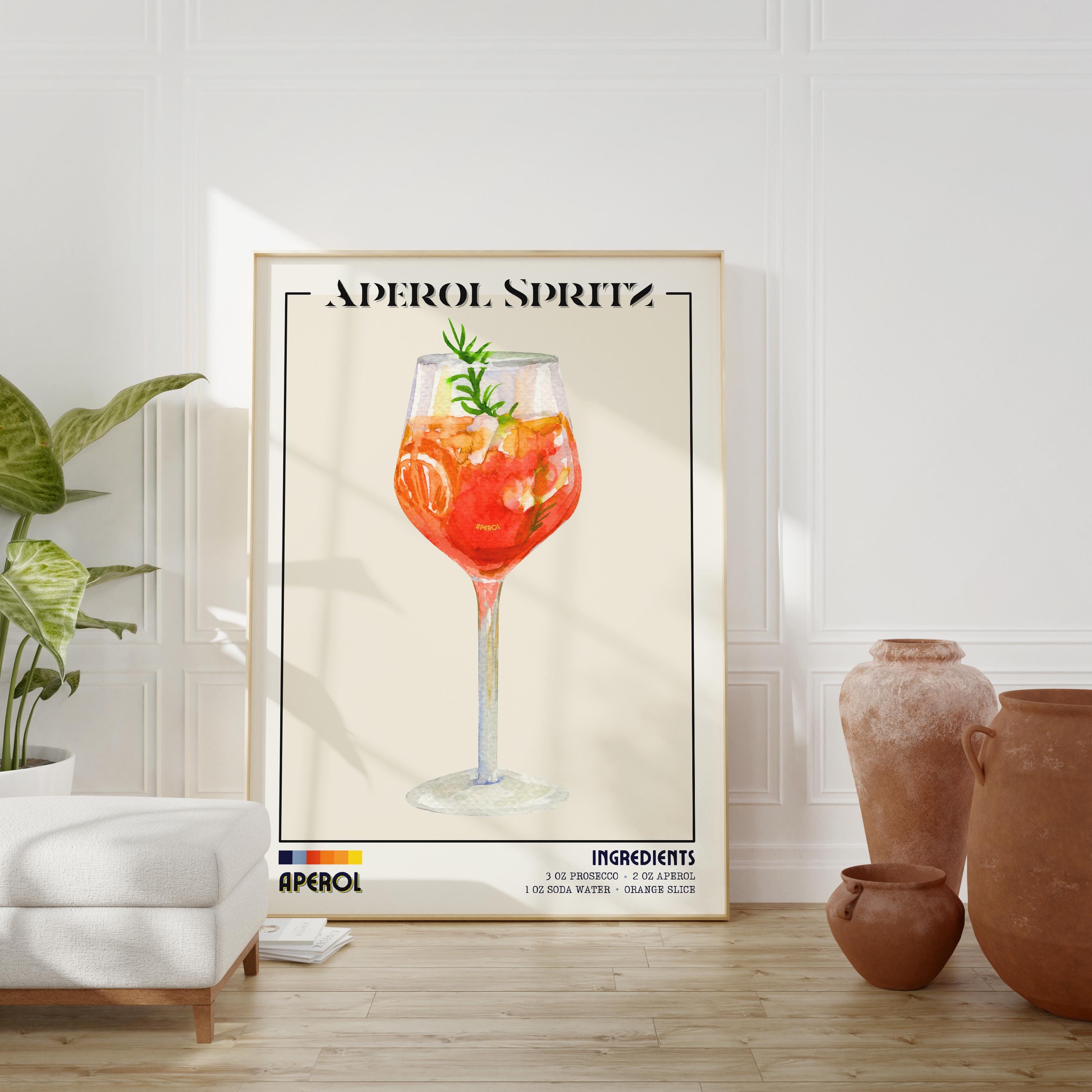 Aperol Spritz Print Cocktail Poster Retro Print Kitchen Decoration ...