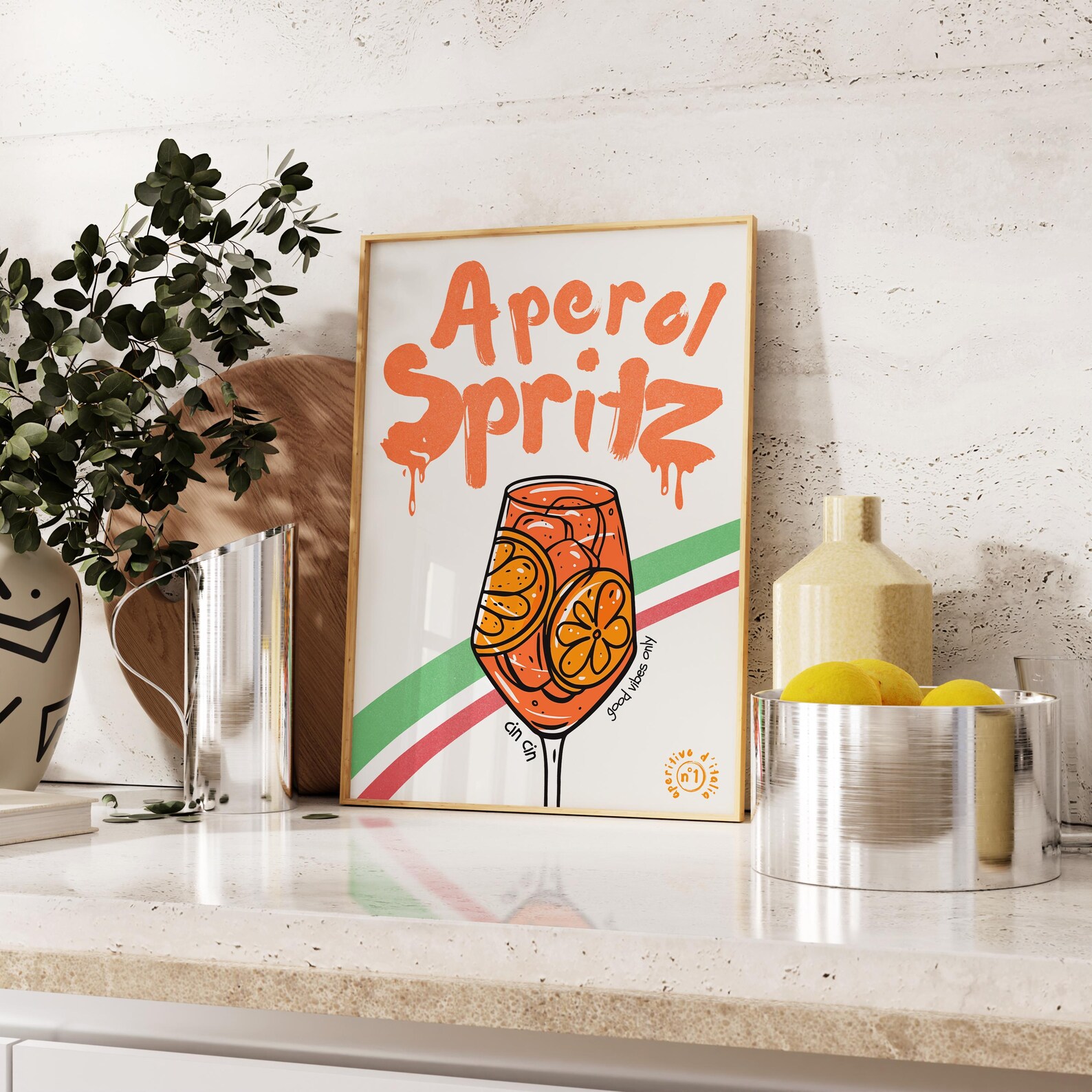 Aperol Spritz Print Cocktail Poster Retro Kitchen Decoration Kitchen ...