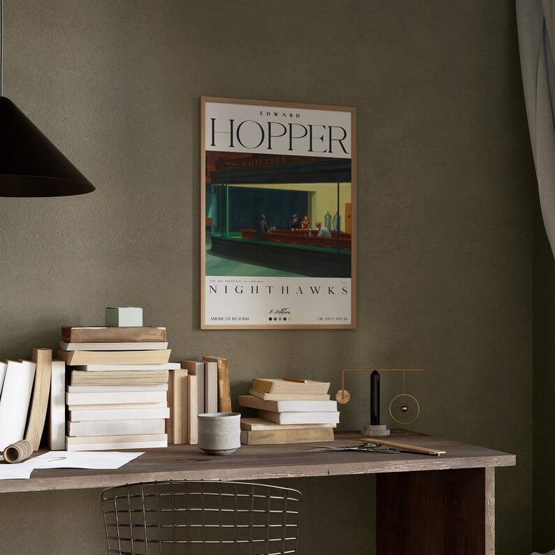 Edward Hopper Nighthawks Poster Hopper Print, Moderne Kunst ...