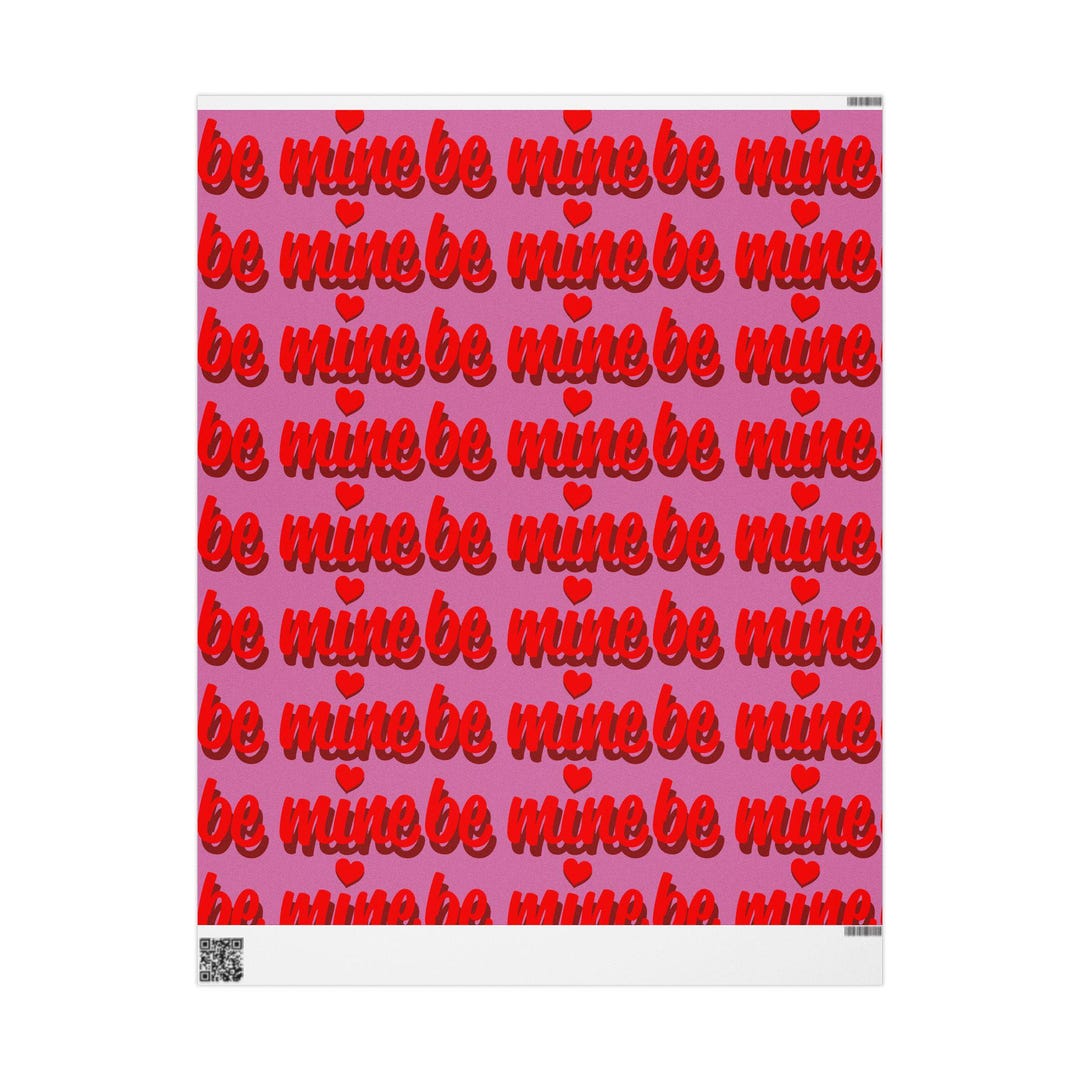 Be Mine Script Pattern Wrapping Paper | Valentine Hearts Gift Wrap - Etsy