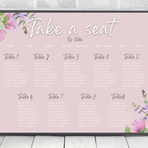 Personalised Wedding Seating Plan Table Sign Digital Download Fully ...