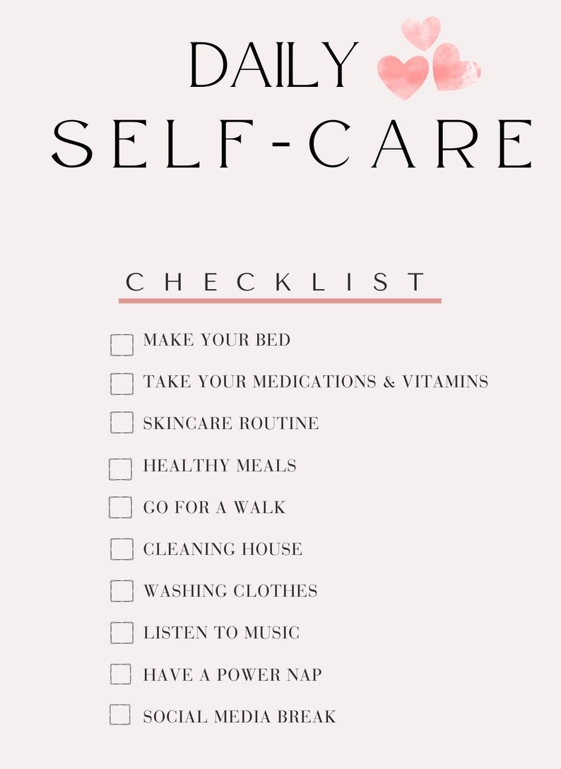 Daily Self- Care Checklist - Etsy
