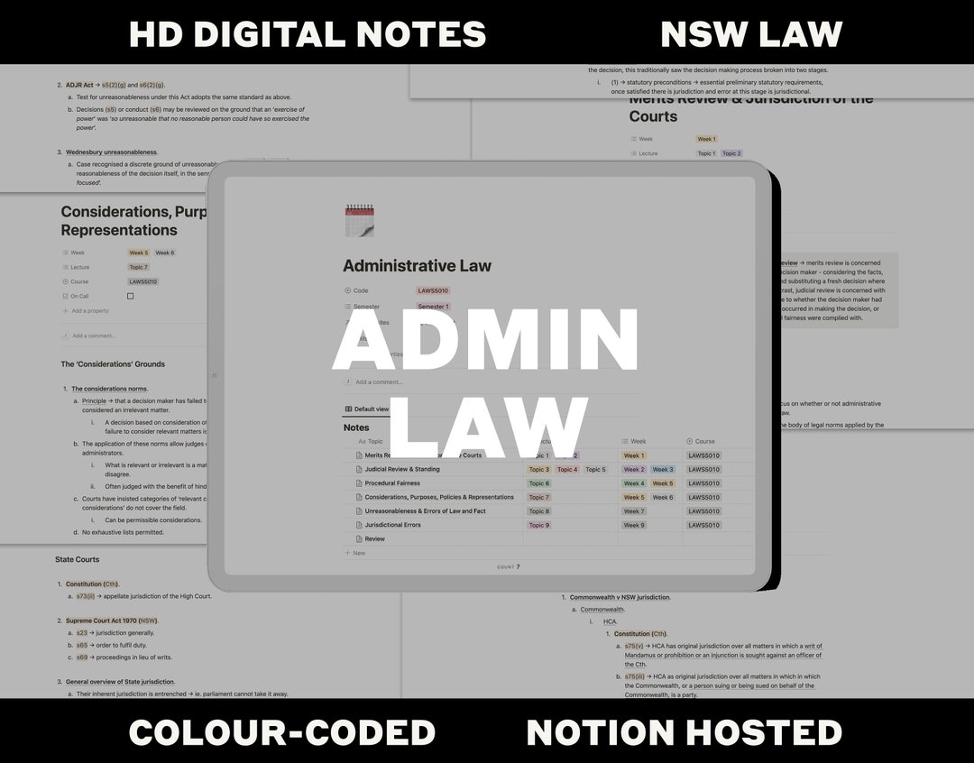 Law Notes Administrative Law Notion Law School Notes Colour Coded Law ...