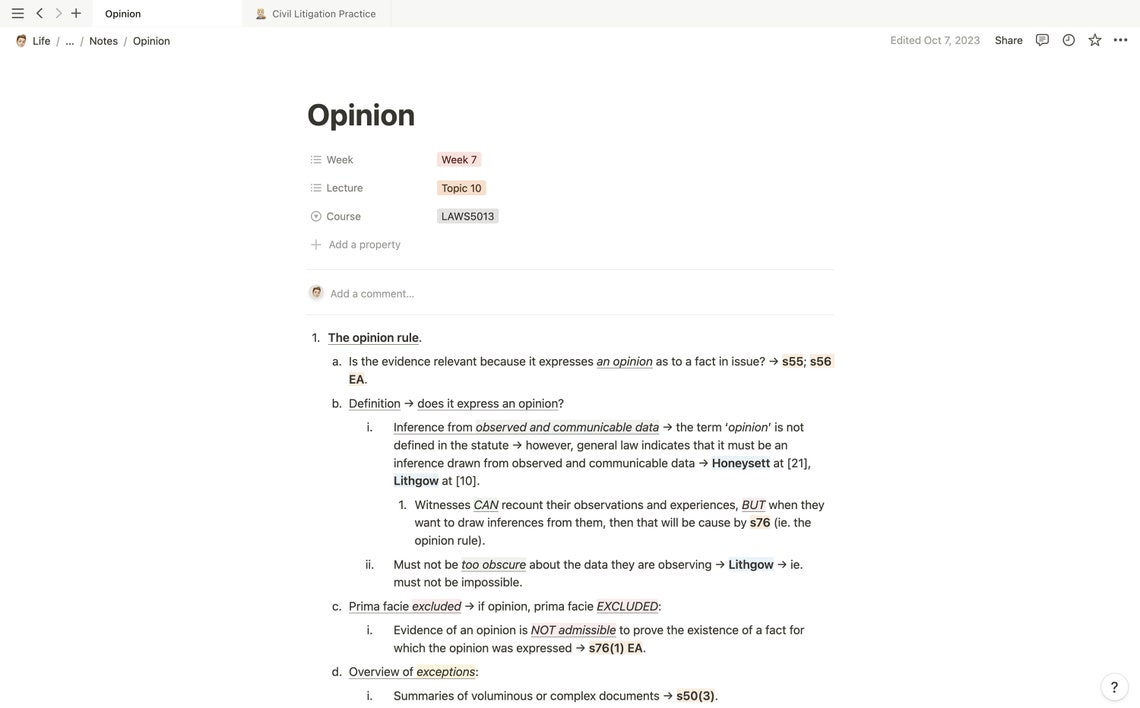 Law Notes Evidence Law Notion Law School Notes Colour Coded Law School ...