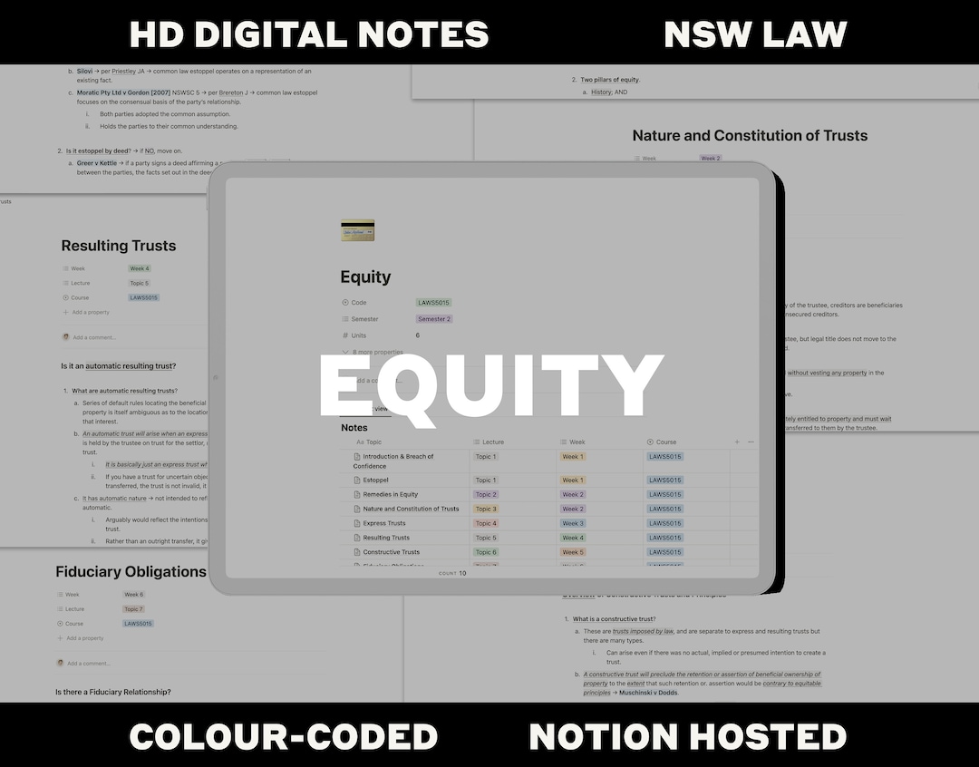 Law Notes Equity Law Notion Law School Notes Colour Coded Law School ...