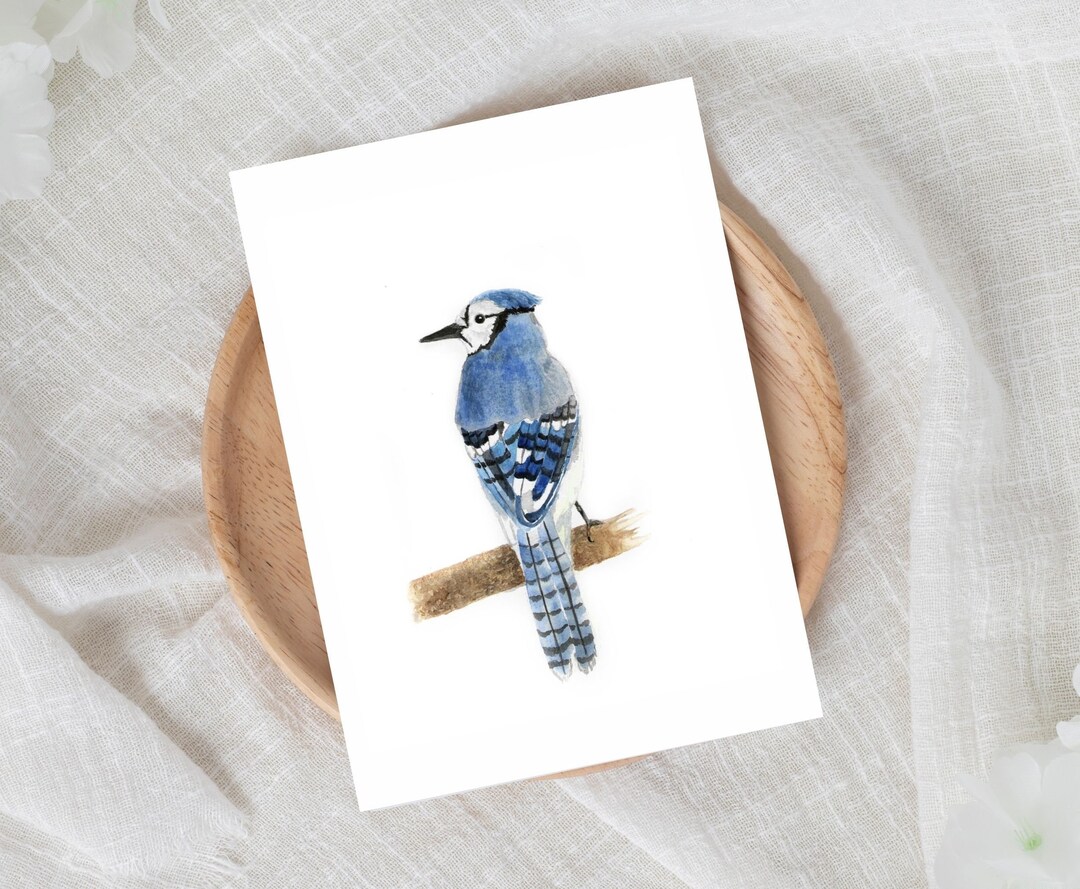 PRINTABLE Digital Greeting Card, Blue Jay Bird Greeting Card, Digital ...