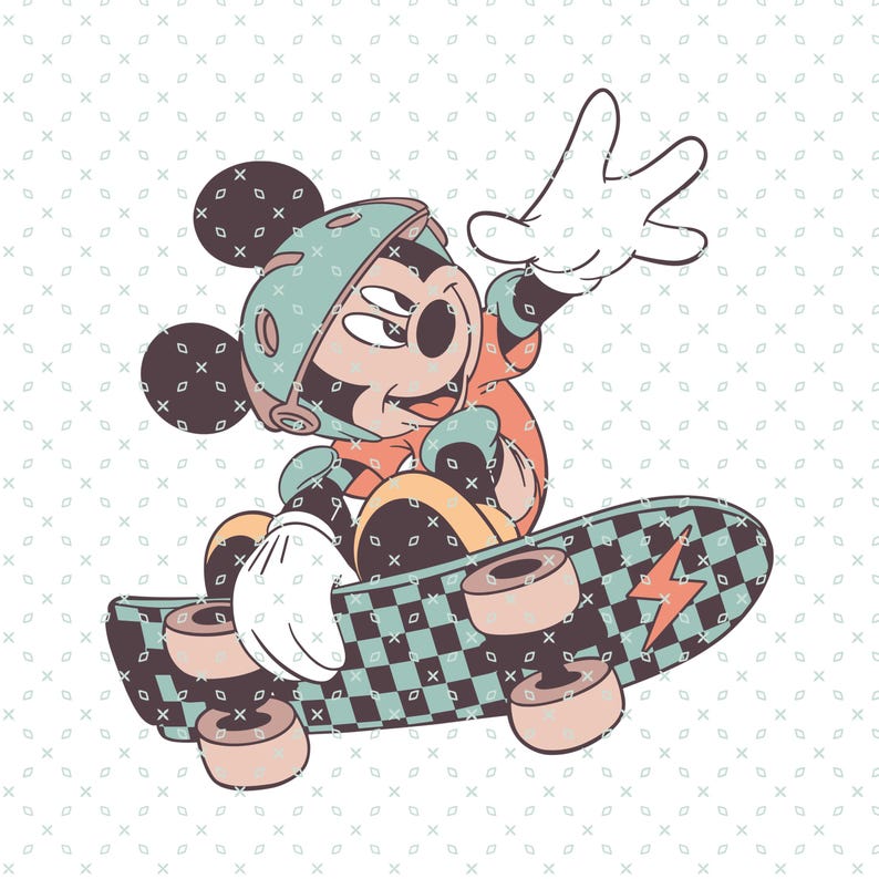 Retro Mickey Png, Mouse Skateboarding Png, Mickey Skateboard Png ...
