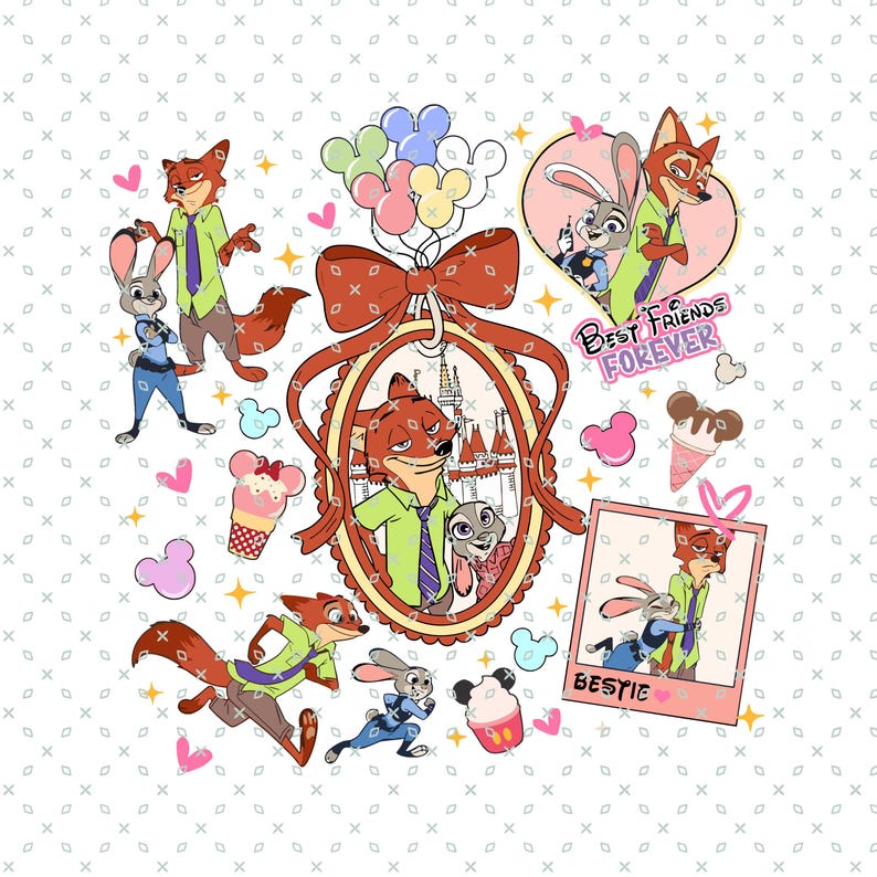 Retro 90s Zootopia 2 Characters Group Shirt Png, Judy Hopps Nick Wilde ...