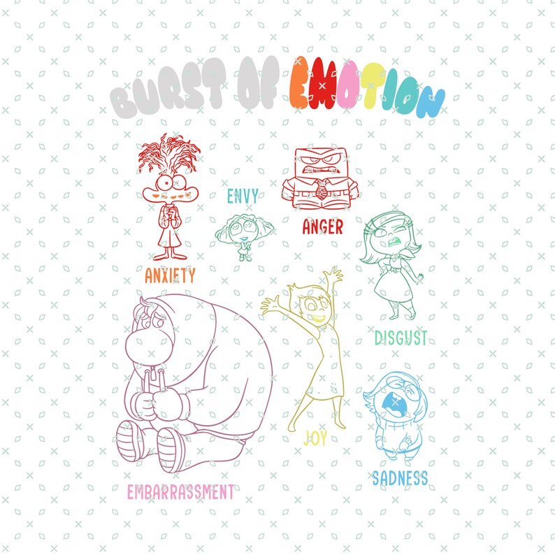 Inside Out 2 PNG SVG, Burst of Emotion, Inside Out 2 Anger, Joy ...