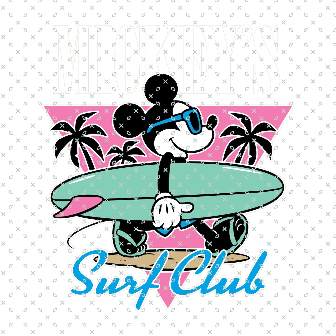 Mickey Surf Club, Mickey Mouse Surfing, Mickey Mouse Retro Surf, Magic ...