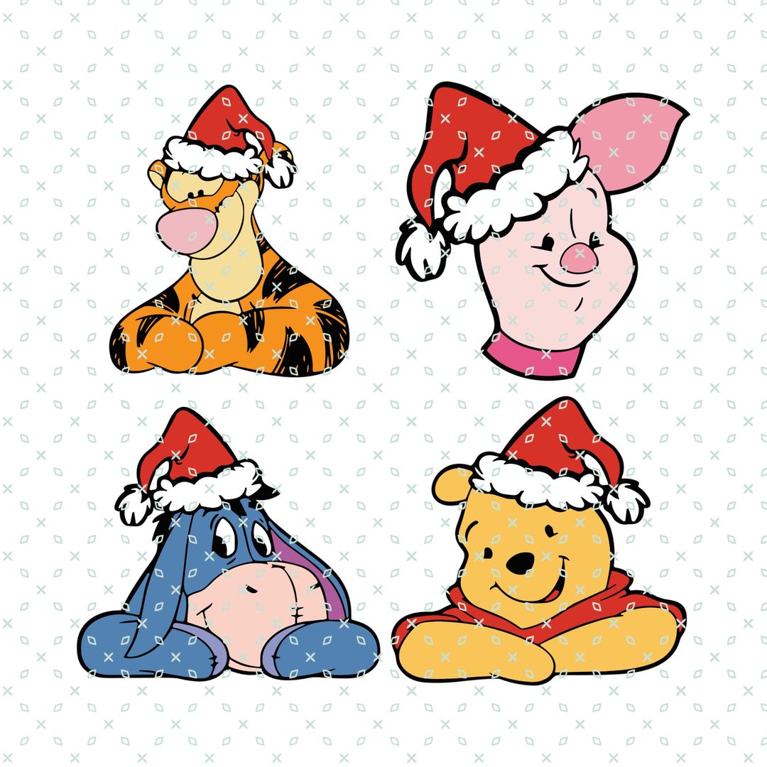 Vintage Winnie the Pooh Christmas Png, Santa Pooh Bear Christmas Lights ...