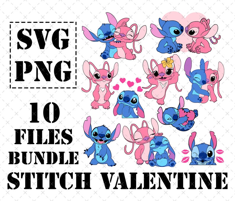 10 Stitch Valentine Svg Png, Love Svg, Valentines Svg, Stitch Love Svg ...