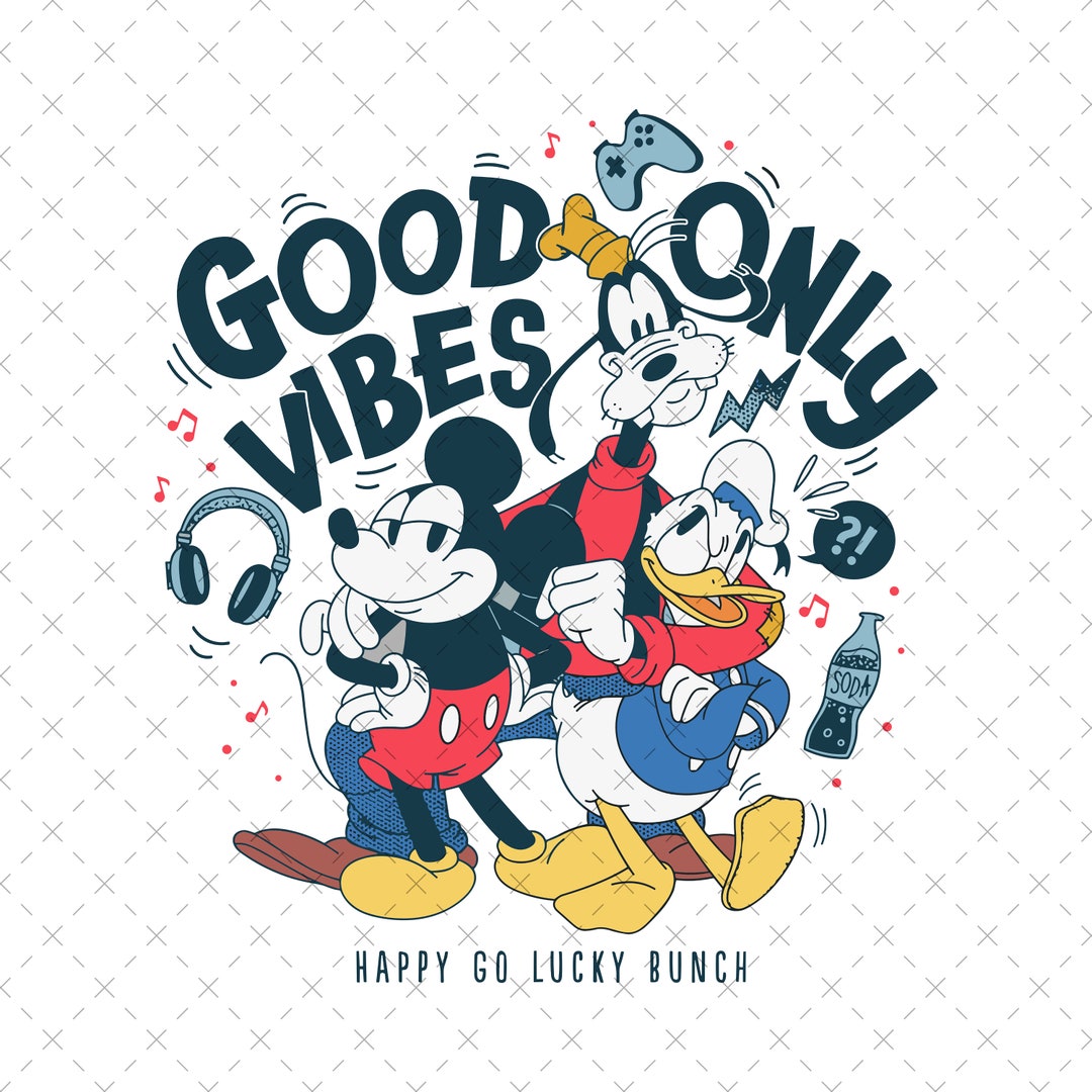Retro Good Vibes Only Mickey PNG, Mickey and Friends PNG, Mickey Minnie ...