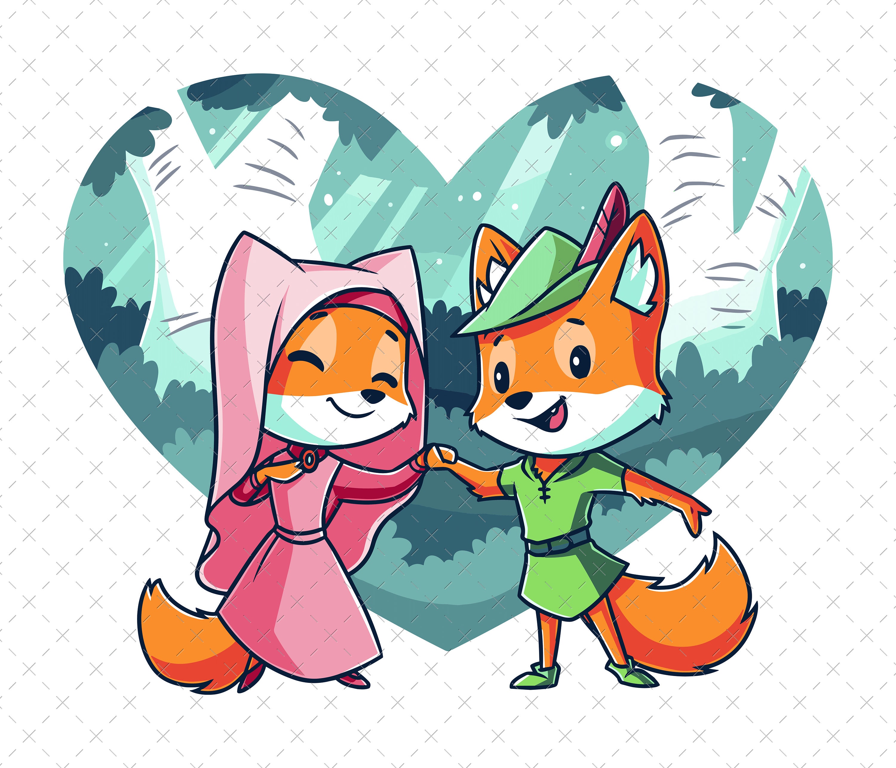 Cute Foxes PNG Cute Robin and Maid Marion PNG Digital Download PNG ...