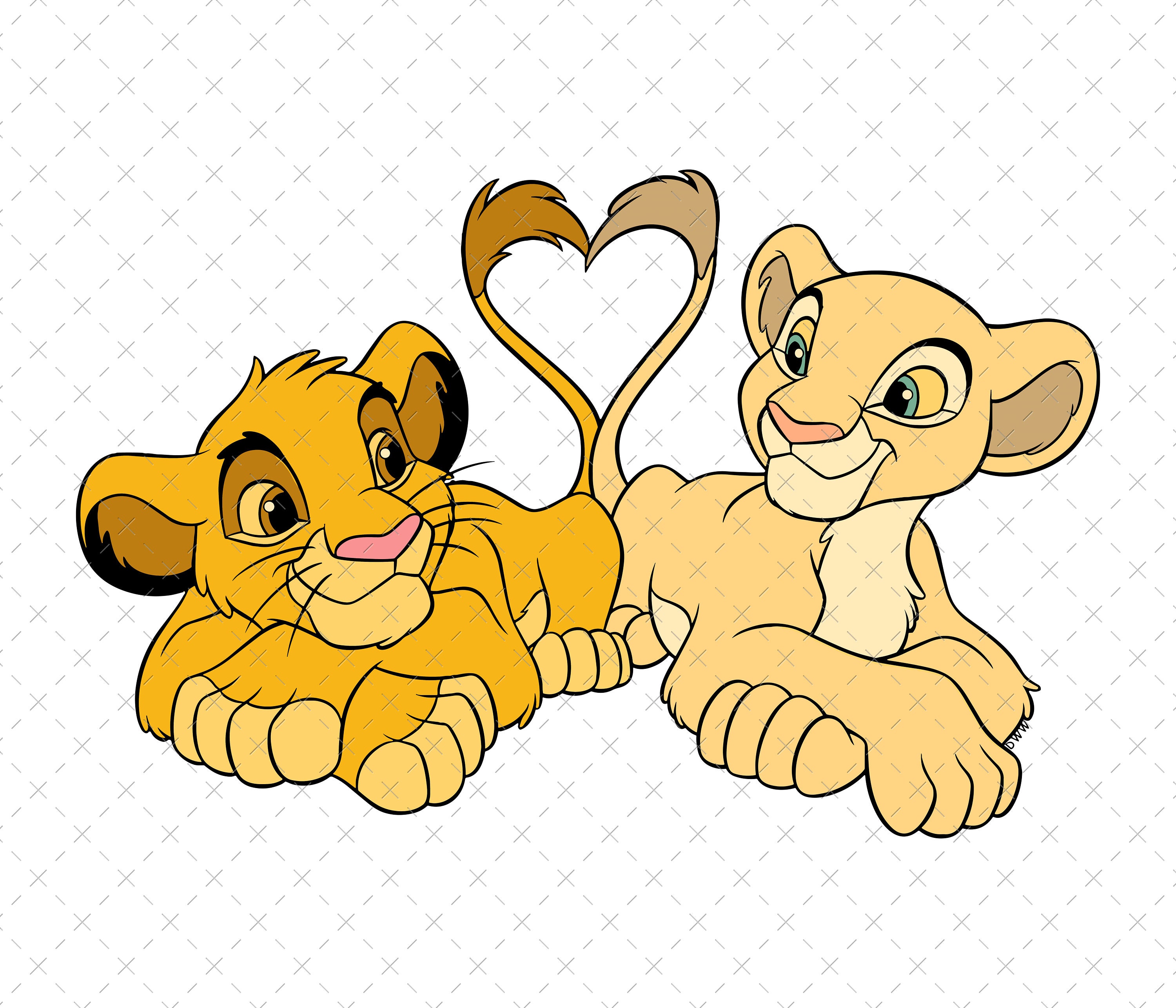 The Lion King Simba and Nala Cute Valentines Clipart PNG Files DIGITAL ...