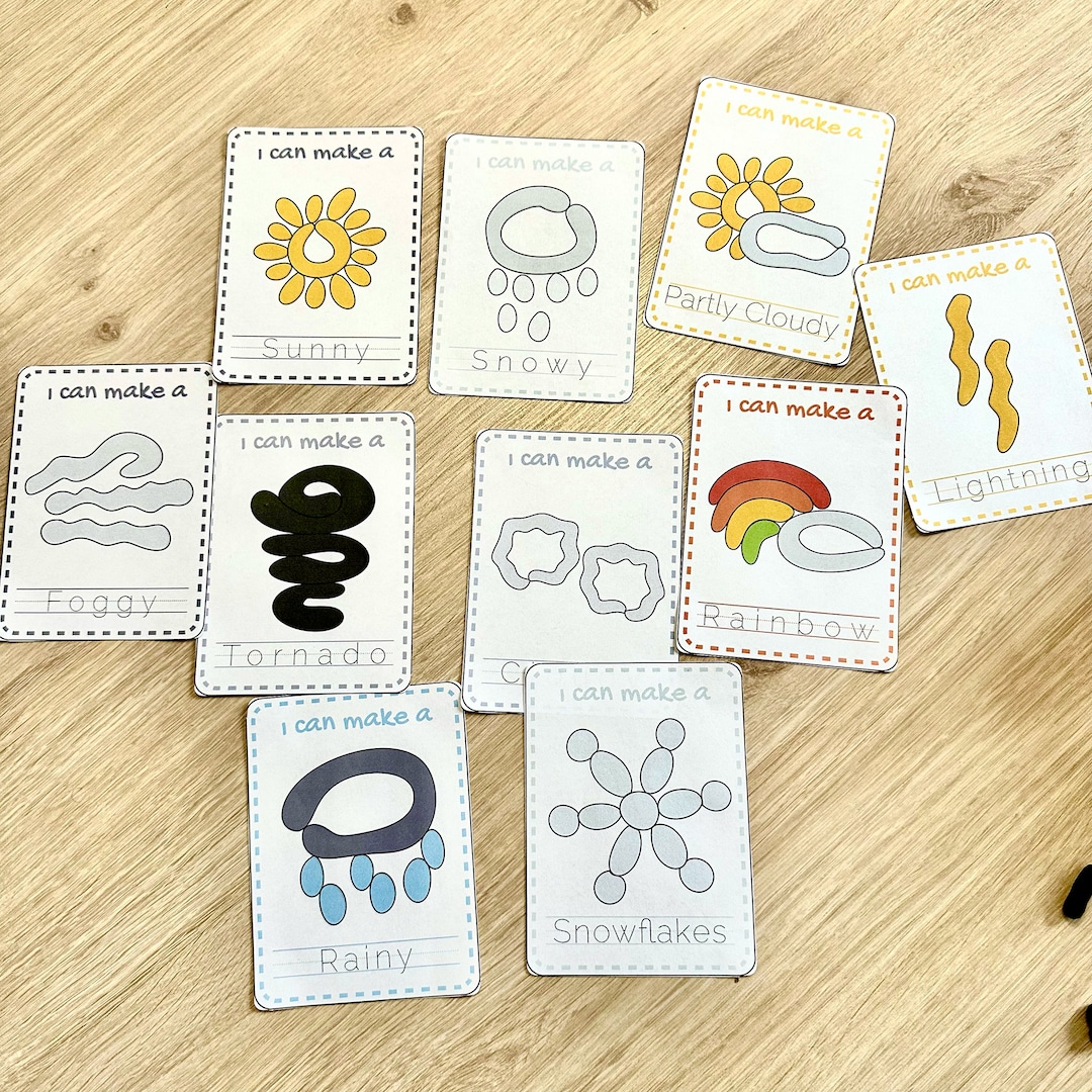 Weather Playdough Mats. Printable Toddler, Preschool Educational ...