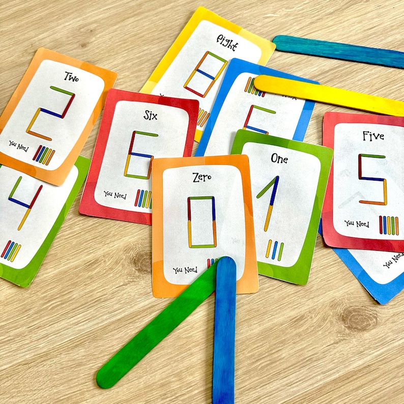 Popsicle Sticks Numbers Activity Game for Toddlers Montessori Printable ...