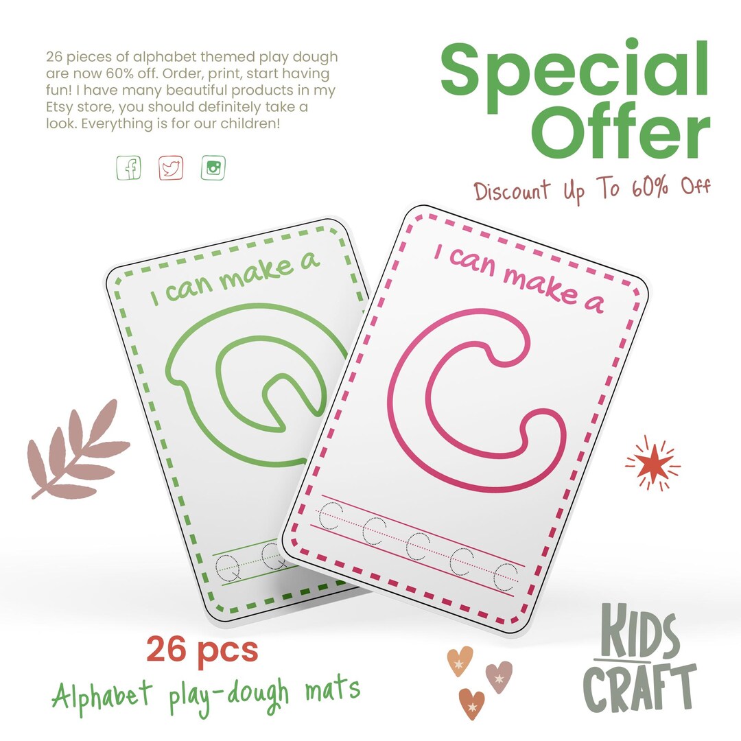 Alphabet Playdough Mats, Printable Toddler, Preschool Educational ...