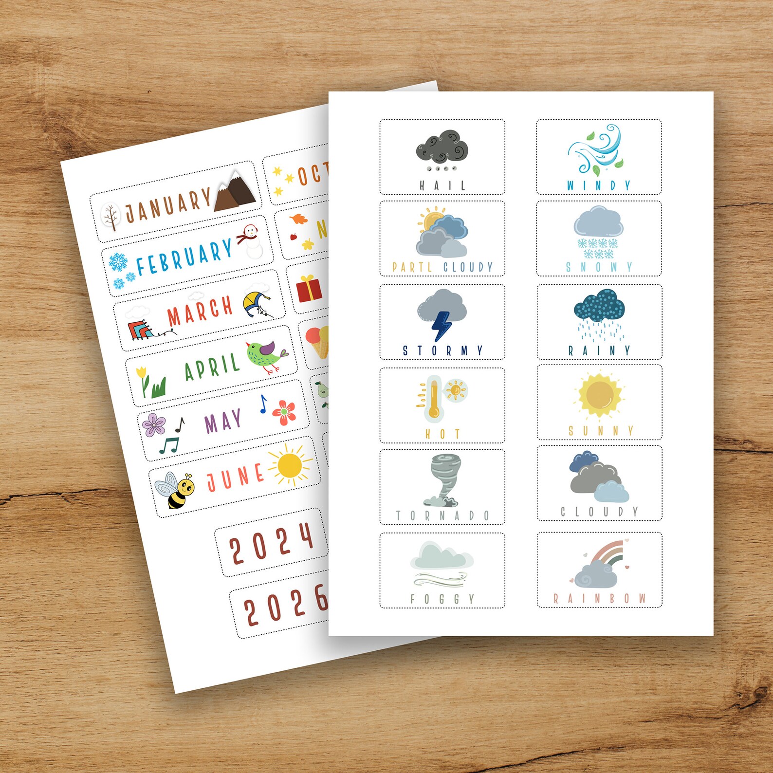 Printable Wall Calendar for Kids, Classroom Perpetual Calendar, Morning ...