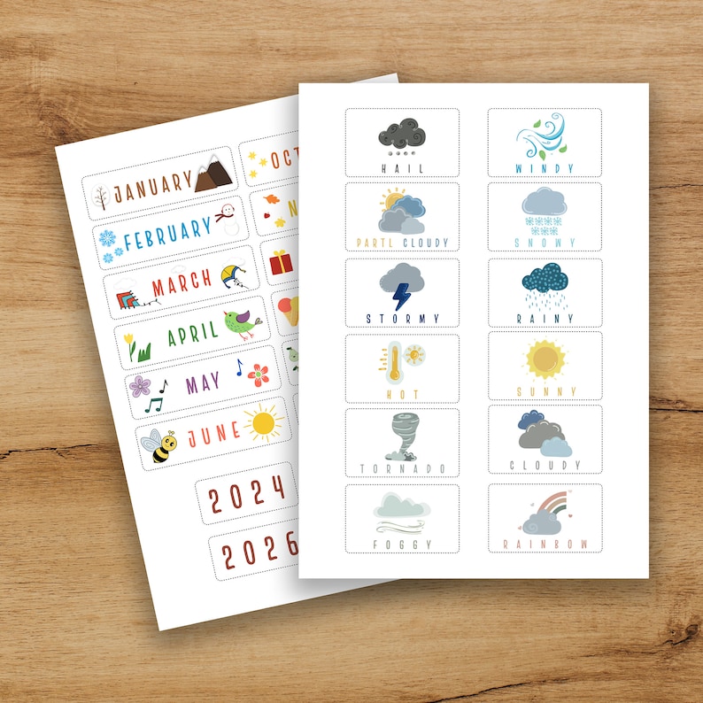 Printable Wall Calendar for Kids, Classroom Perpetual Calendar, Morning ...