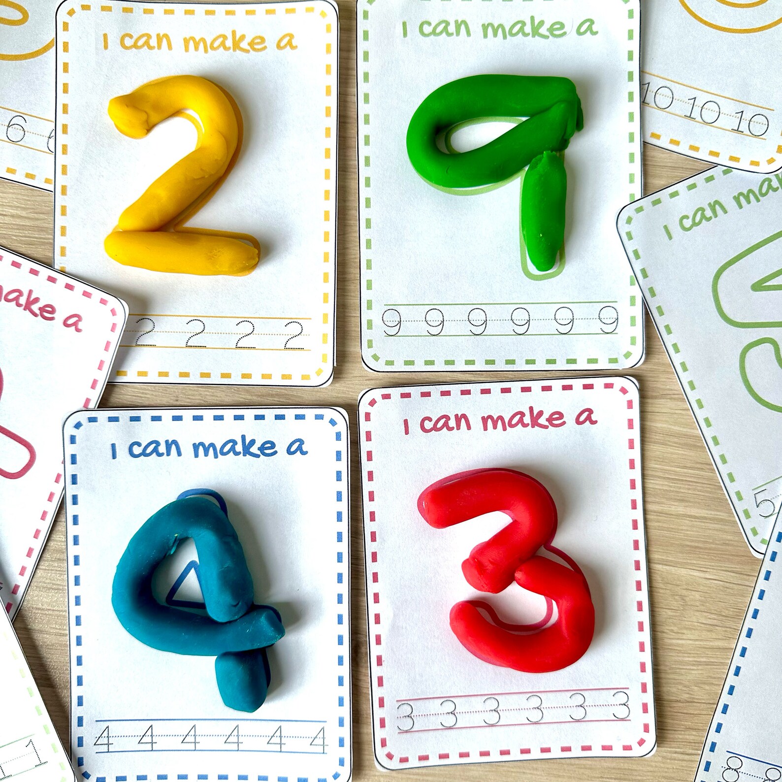 Number Playdough Mats. Printable Toddler, Preschool Educational ...