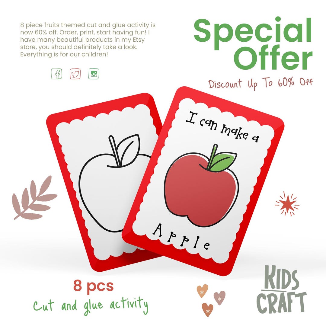 Preschool Printables, Cut and Glue, Printable Fruits Activity ...