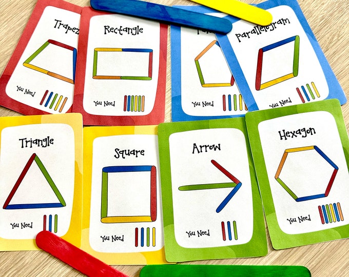 Popsicle Sticks Shapes Cards. Popsicle Sticks Activity for Toddlers ...