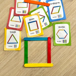 Popsicle Sticks Shapes Activity Game for Toddlers Montessori Printable ...