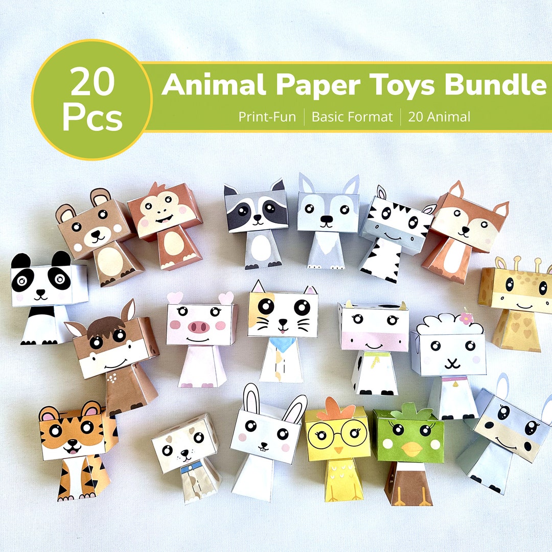 Paper Toy for Kids,paper Animal Bundle, Printable Paper Toys, Easy ...