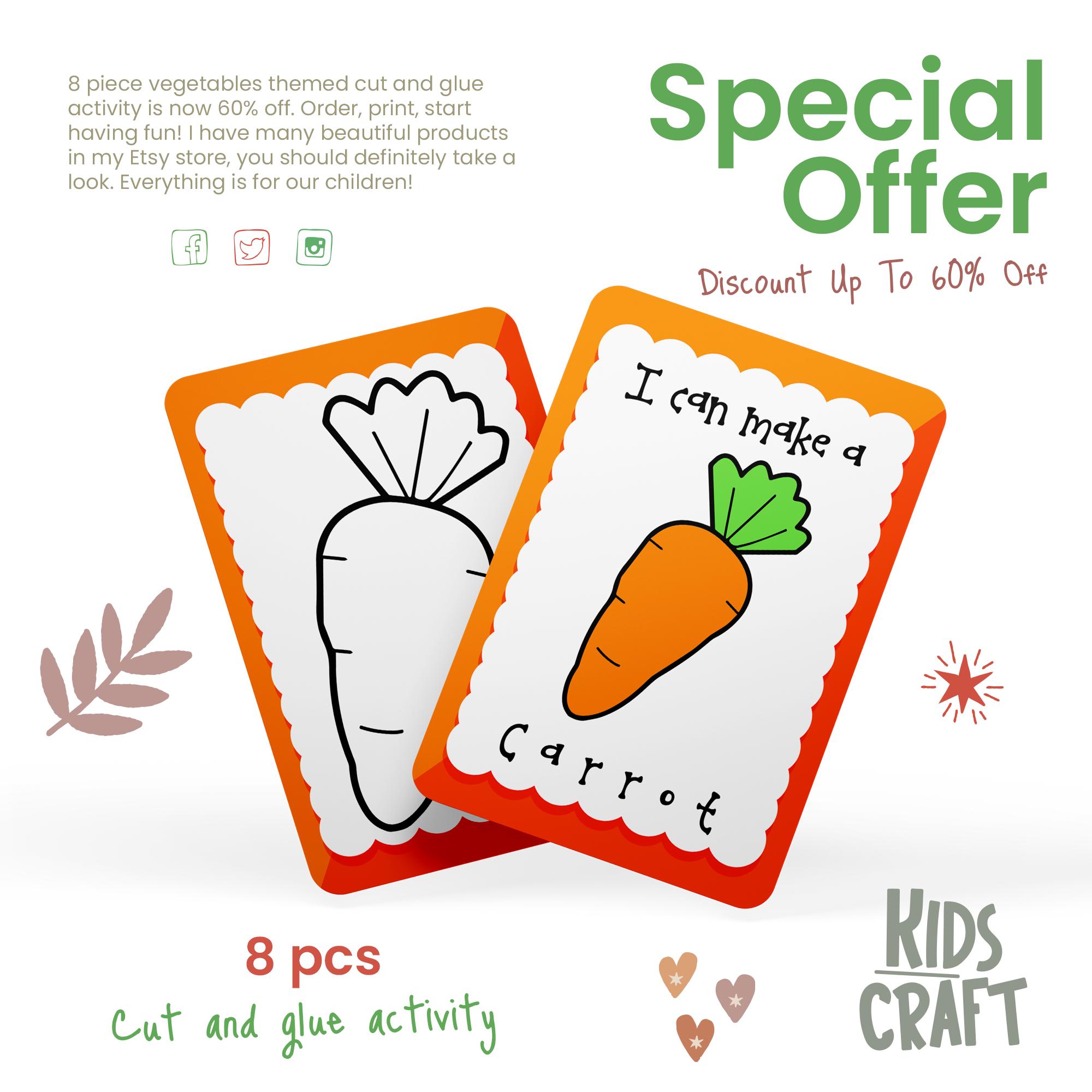 Preschool Printables, Cut and Glue, Printable Vegetables Activity ...