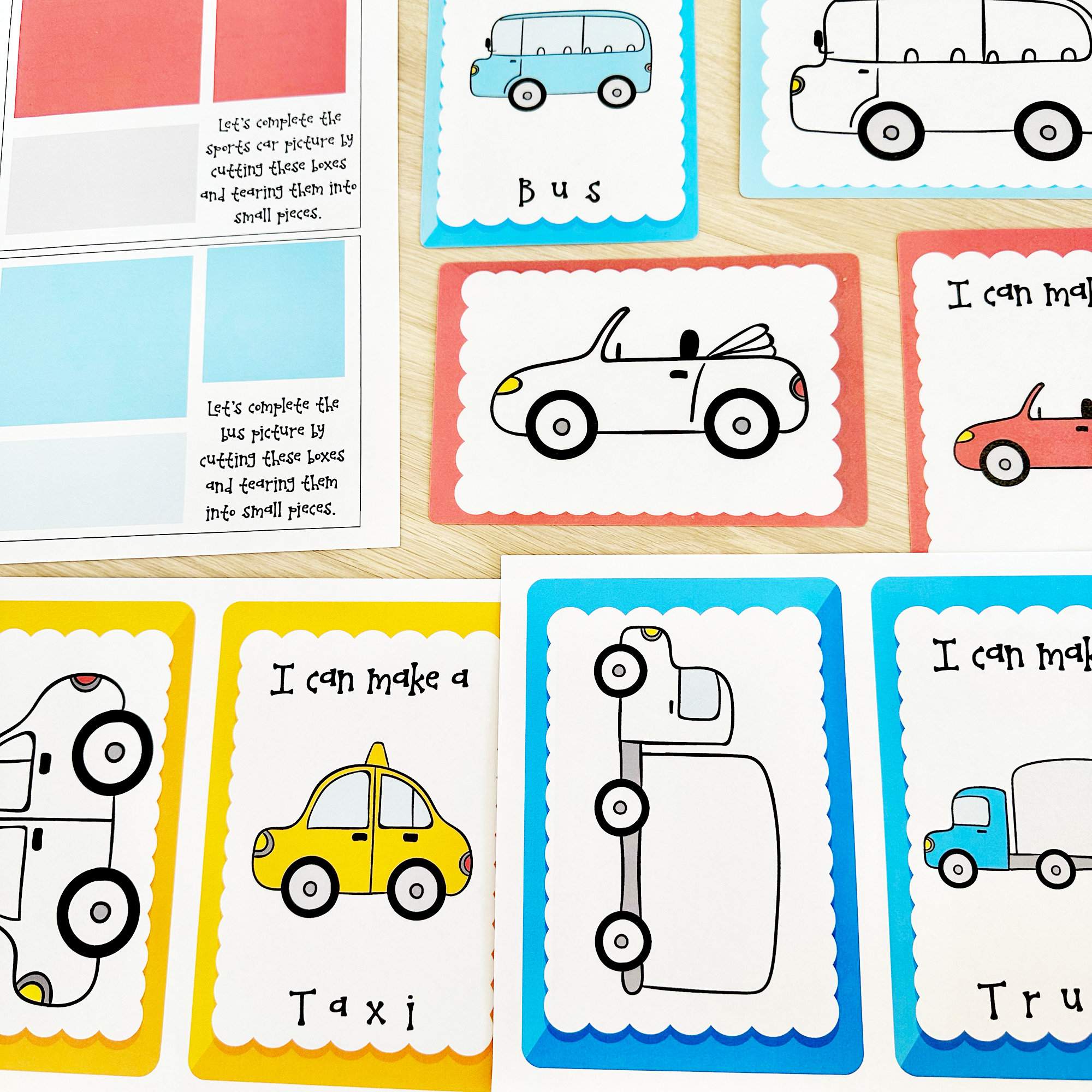 Preschool Printables, Cut and Glue, Printable Cars Activity, Preschool ...