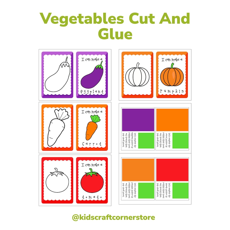 Preschool Printables, Cut and Glue, Printable Vegetables Activity ...