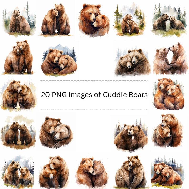 Two Bears PNG, Cuddle Bears Clip Art, 20 High-quality Pngs | Wildlife ...
