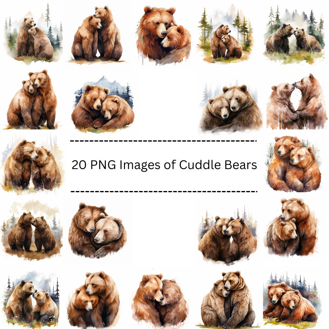 Two Bears PNG, Cuddle Bears Clip Art, 20 High-quality Pngs | Wildlife Art | Bears | Valentine's ...